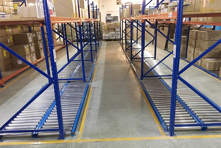 High Capacity Gravity Racking Rollers Steel Storage Rack Industrial ...